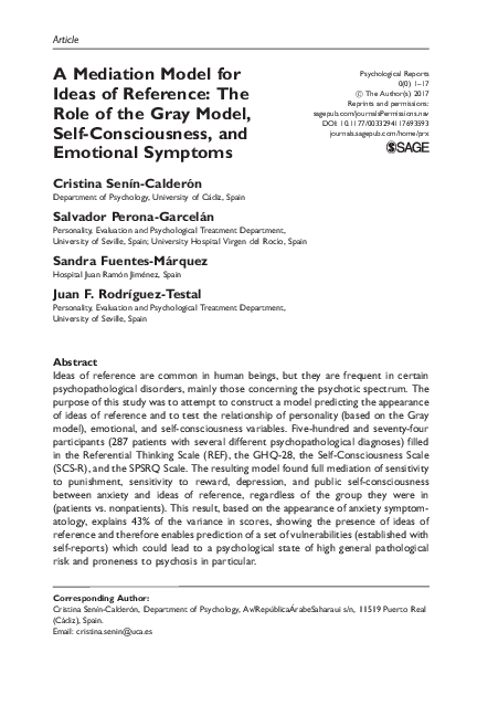 (PDF) A Mediation Model for Ideas of Reference