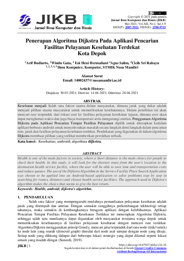 (PDF) Penerapan Algoritma Dijkstra Pada Aplikasi Pencarian Fasilitas ...