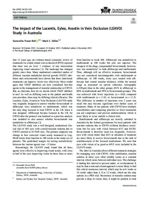 (PDF) The impact of the Lucentis, Eylea, Avastin in Vein Occlusion ...