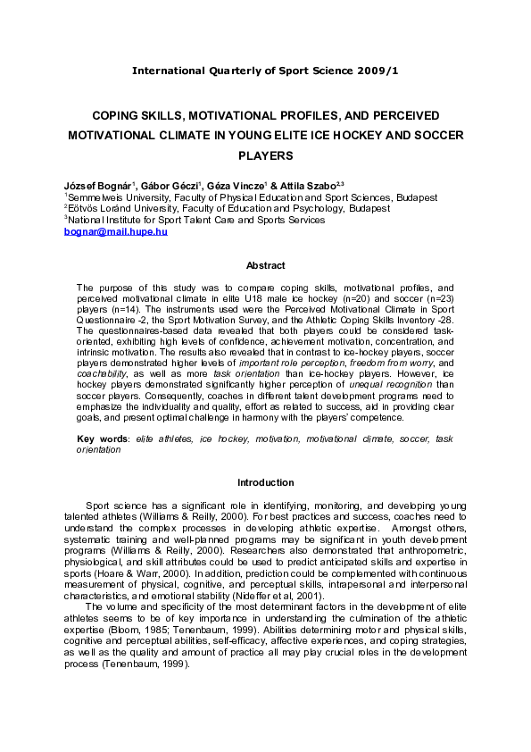 (PDF) Coping Skills, Motivational Profiles, and Perceived Motivational ...