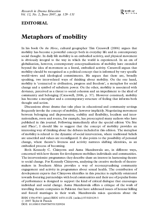 (PDF) Metaphors of mobility