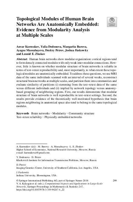 (PDF) Topological Modules of Human Brain Networks Are Anatomically ...