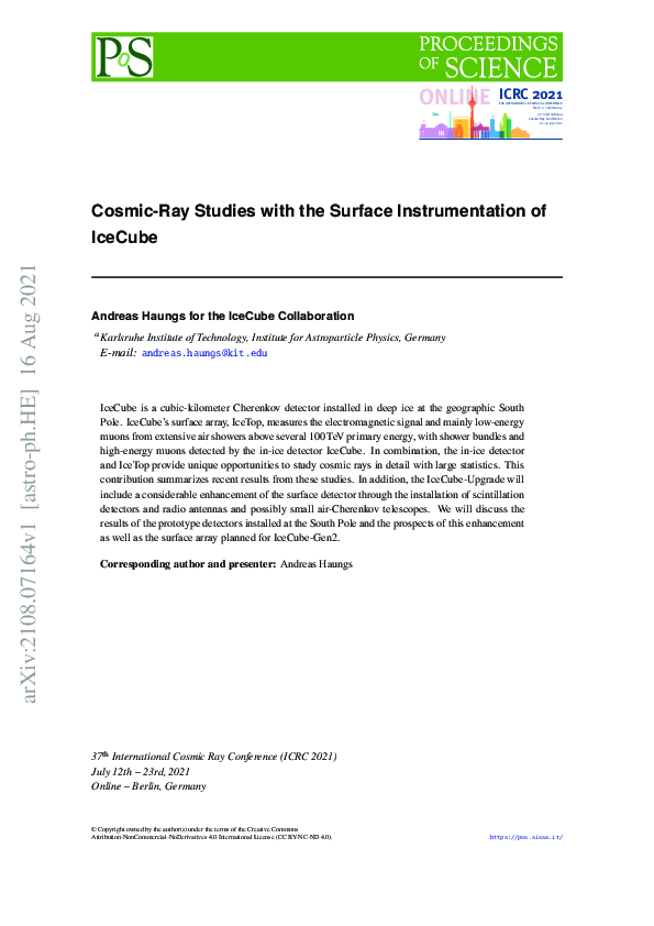 (PDF) Cosmic-Ray Studies with the Surface Instrumentation of IceCube