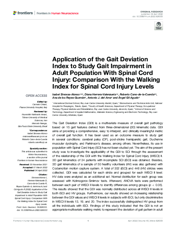 (PDF) Application of the Gait Deviation Index to Study Gait Impairment in Adult Population With ...