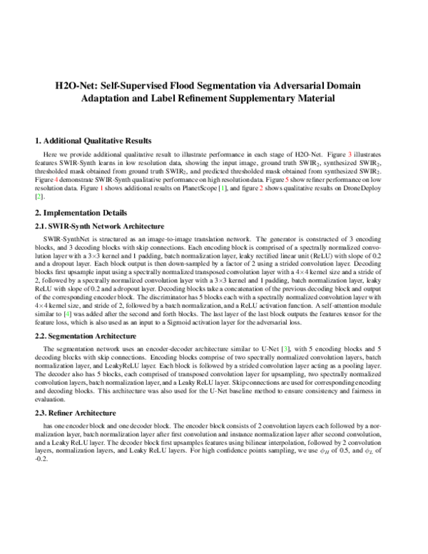 (PDF) H2O-Net: Self-Supervised Flood Segmentation via Adversarial Domain Adaptation and Label ...