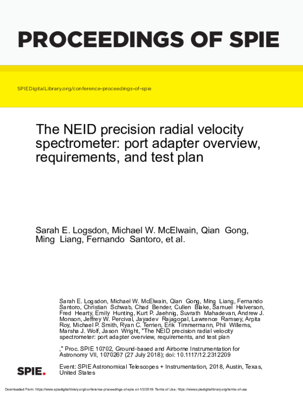 (PDF) The NEID precision radial velocity spectrometer: port adapter ...