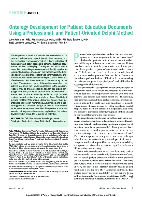 (PDF) Ontology Development for Patient Education Documents Using a Professional- and Patient ...