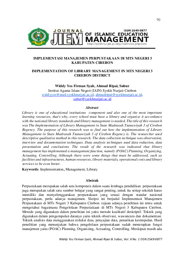 (PDF) Implementasi Manajemen Perpustakaan