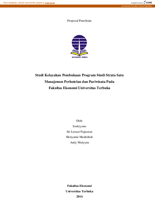 (PDF) Studi Kelayakan Pembukaan Program Studi Strata Satu Manajemen Perhotelan dan Pariwisata ...