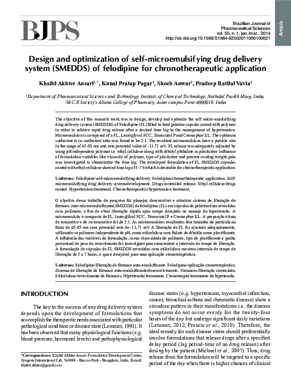 Pdf Design And Optimization Of Self Microemulsifying Drug Delivery System Smedds Of
