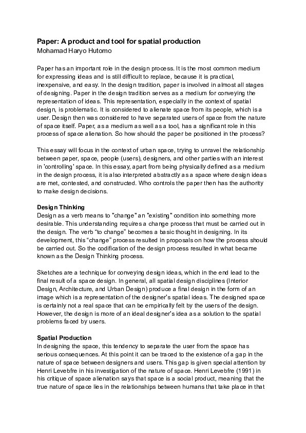 (PDF) Paper: A product and tool for spatial production