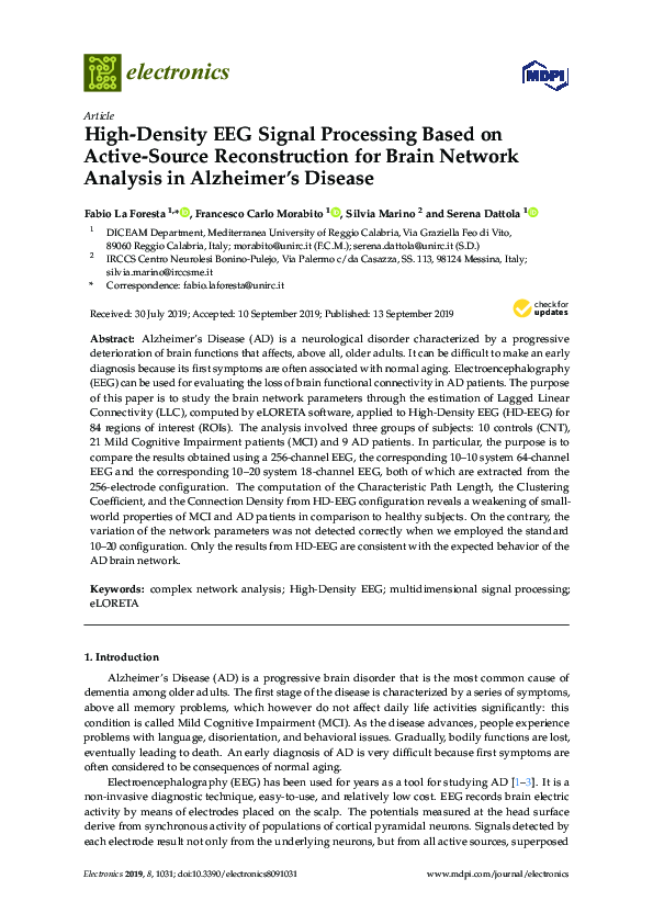 (PDF) EEG Analysis of Brain Networks in Alzheimer’s Disease