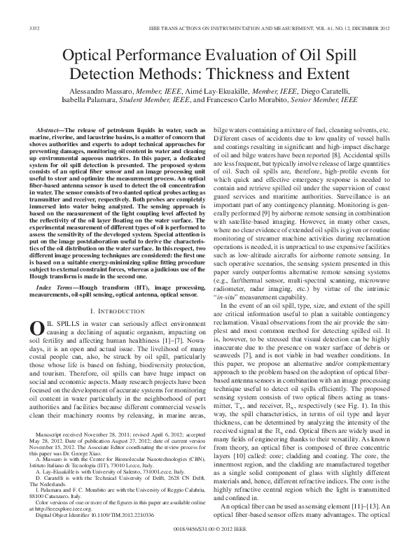 (PDF) Optical Performance Evaluation of Oil Spill Detection Methods ...
