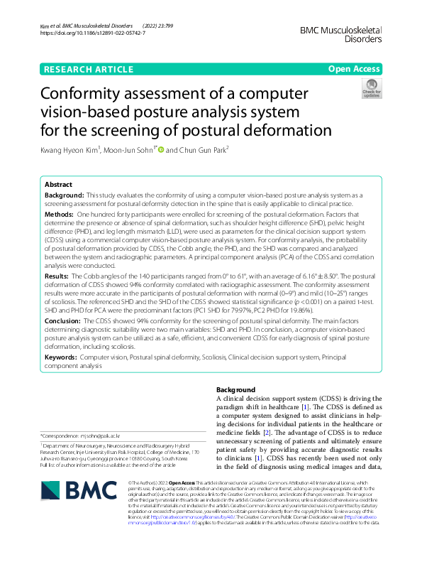 (PDF) Conformity assessment of a computer vision-based posture analysis ...