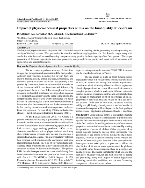 (PDF) Impact of physico-chemical properties of mix on the final quality ...