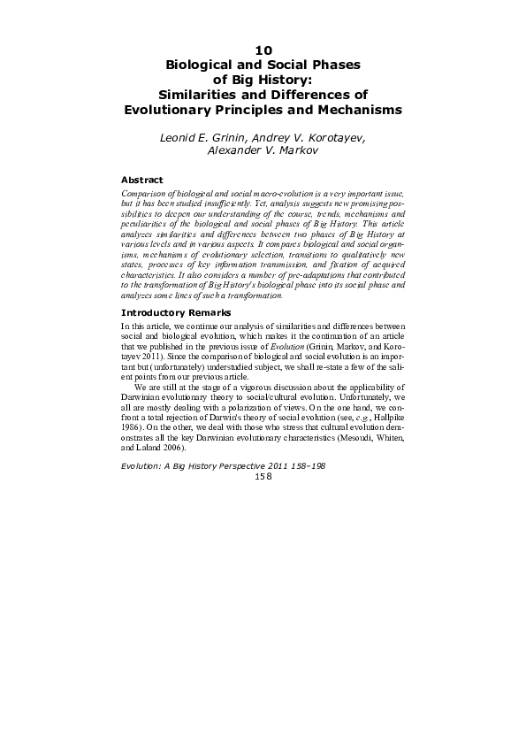 (PDF) Biological and Social Phases of Big History: Similarities and ...