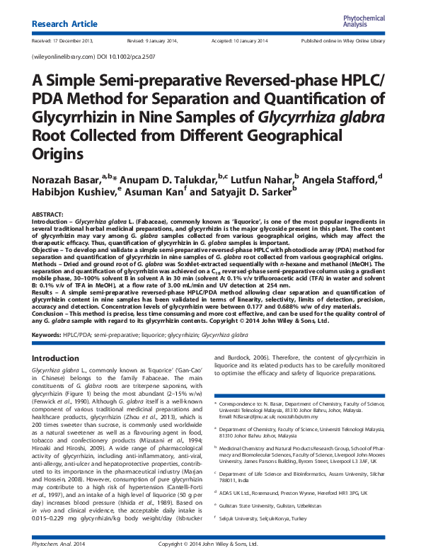 (PDF) A Simple Semi-preparative Reversed-phase HPLC/PDA Method for ...