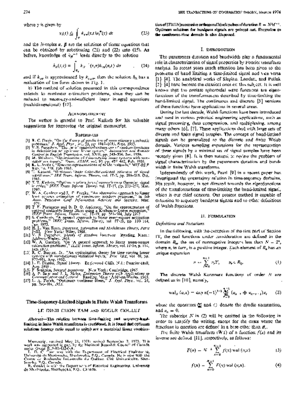 (PDF) Time-sequency-limited signals in finite Walsh transforms (Corresp.)