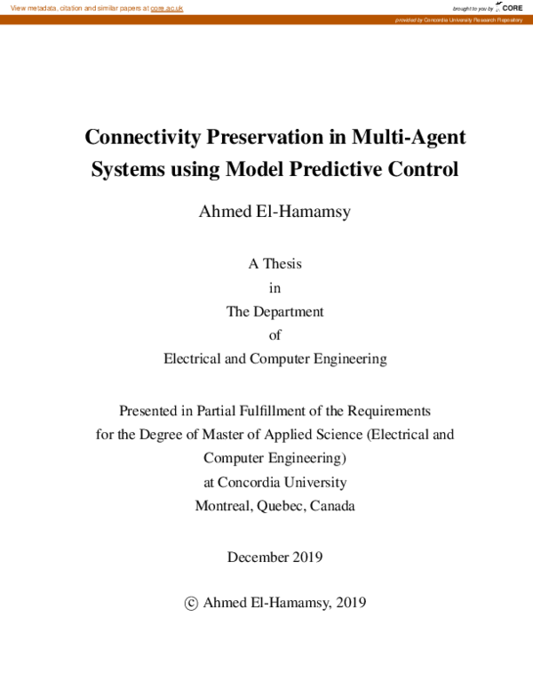 Pdf Connectivity Preservation In Multi Agent Systems Using Model Predictive Control
