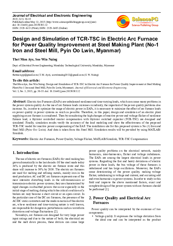 (PDF) Design and Simulation of TCR-TSC in Electric Arc Furnace for ...