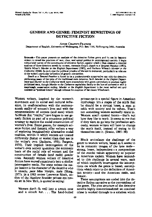 (PDF) Gender and genre: Feminist rewritings of detective fiction