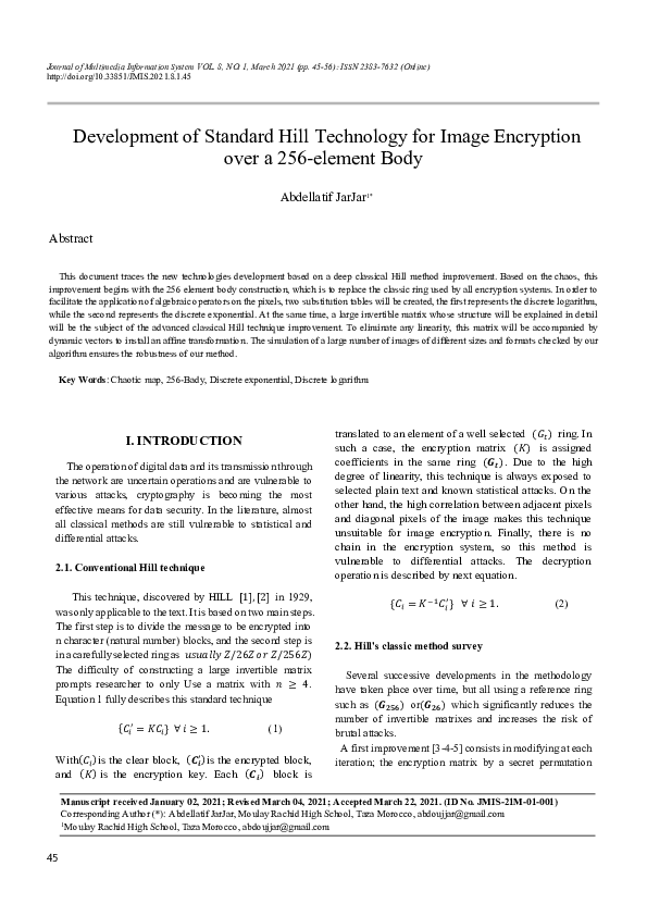 (PDF) Development of Standard Hill Technology for Image Encryption over ...