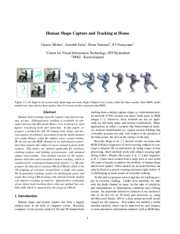 (PDF) Human Shape Capture and Tracking at Home
