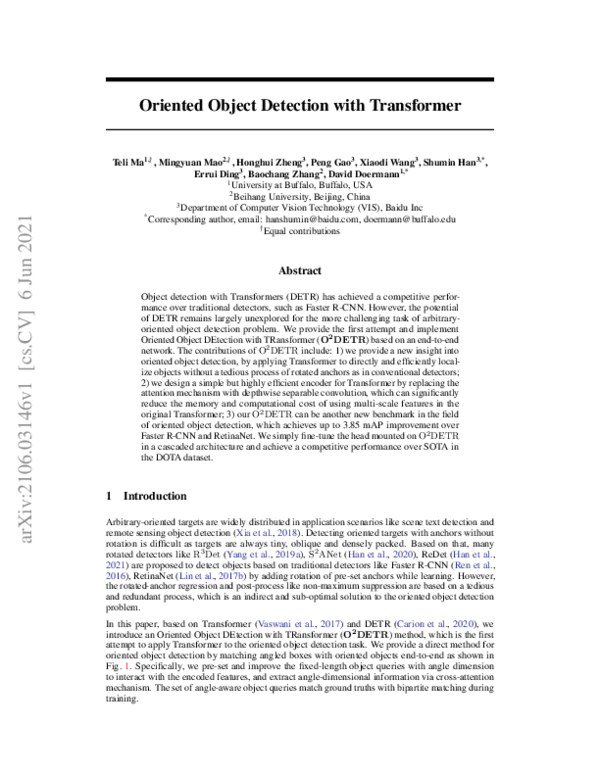 Pdf Oriented Object Detection With Transformer 4760