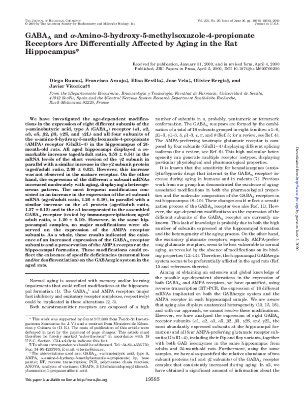 (PDF) GABAA and alpha -Amino-3-hydroxy-5-methylsoxazole-4-propionate ...