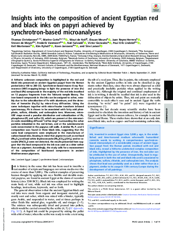 (PDF) Insights into the composition of ancient Egyptian red and black ...