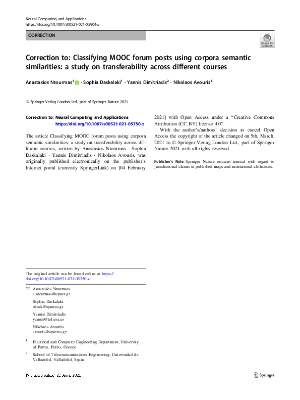 (PDF) Correction to: Classifying MOOC forum posts using corpora semantic similarities: a study ...