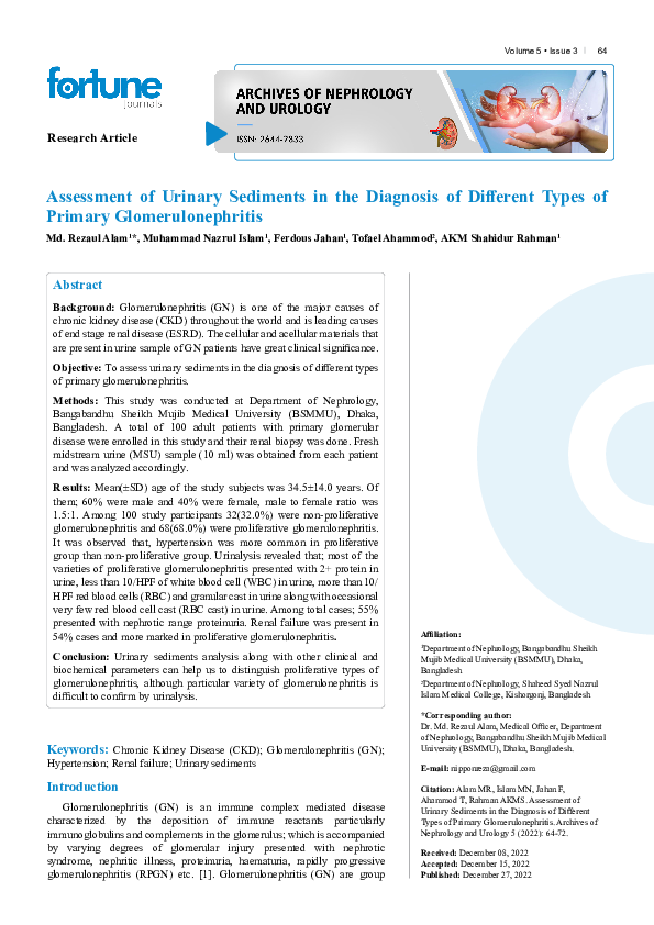 (PDF) Assessment of Urinary Sediments in the Diagnosis of Different ...