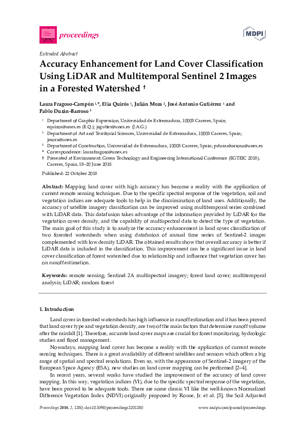 Pdf Accuracy Enhancement For Land Cover Classification Using Lidar And Multitemporal Sentinel