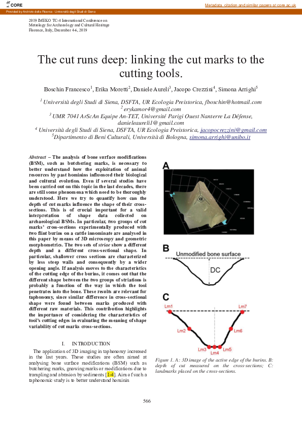 (PDF) The cut runs deep: Linking the cut marks to the cutting tools