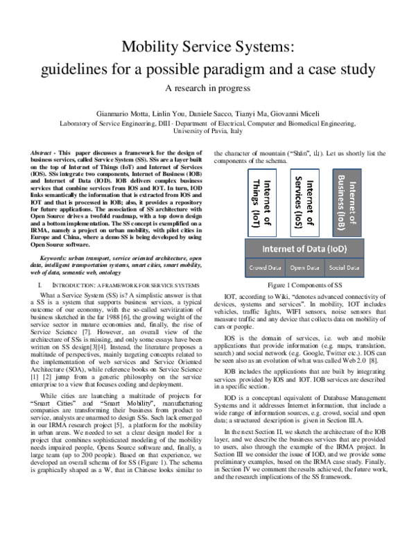(PDF) Mobility Service Systems: Guidelines for a possible paradigm and ...
