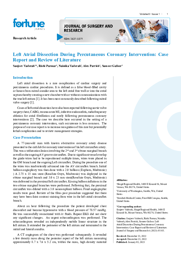 (PDF) Left Atrial Dissection During Percutaneous Coronary Intervention ...