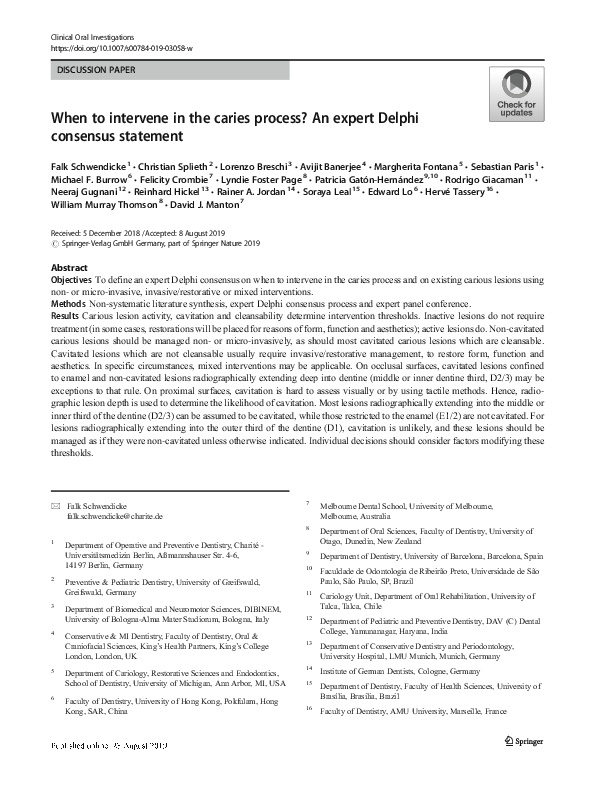 (PDF) When to intervene in the caries process? An expert Delphi ...