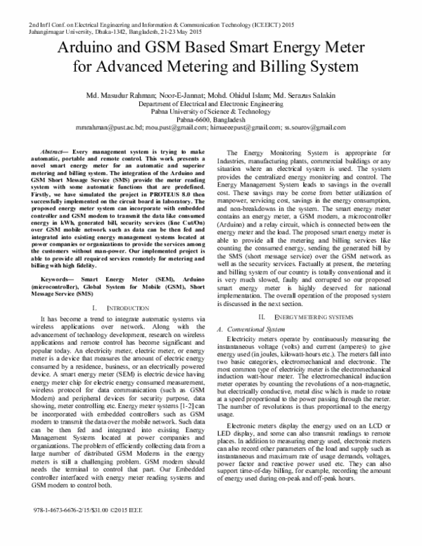 Pdf Arduino And Gsm Based Smart Energy Meter For Advanced Metering