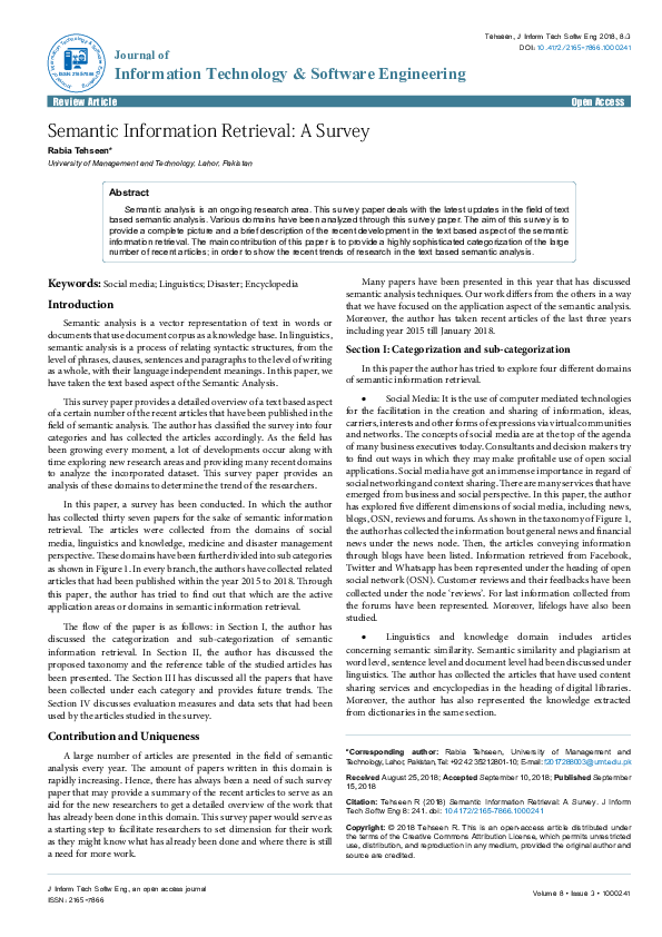 (PDF) Semantic Information Retrieval: A Survey