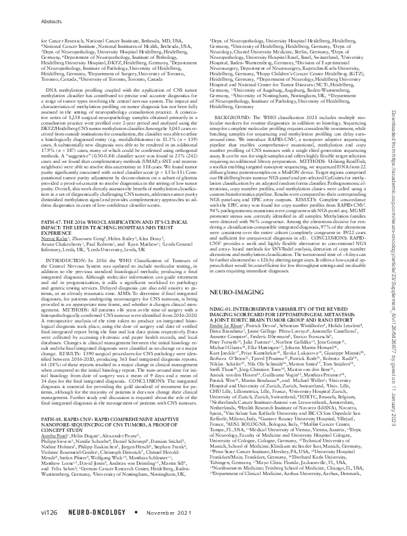 (PDF) PATH-48. RAPID-CNS2: Rapid Comprehensive Adaptive Nanopore-Sequencing of CNS Tumors, a ...