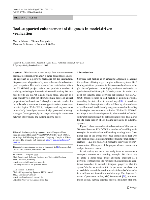 Pdf Tool Supported Enhancement Of Diagnosis In Model Driven Verification