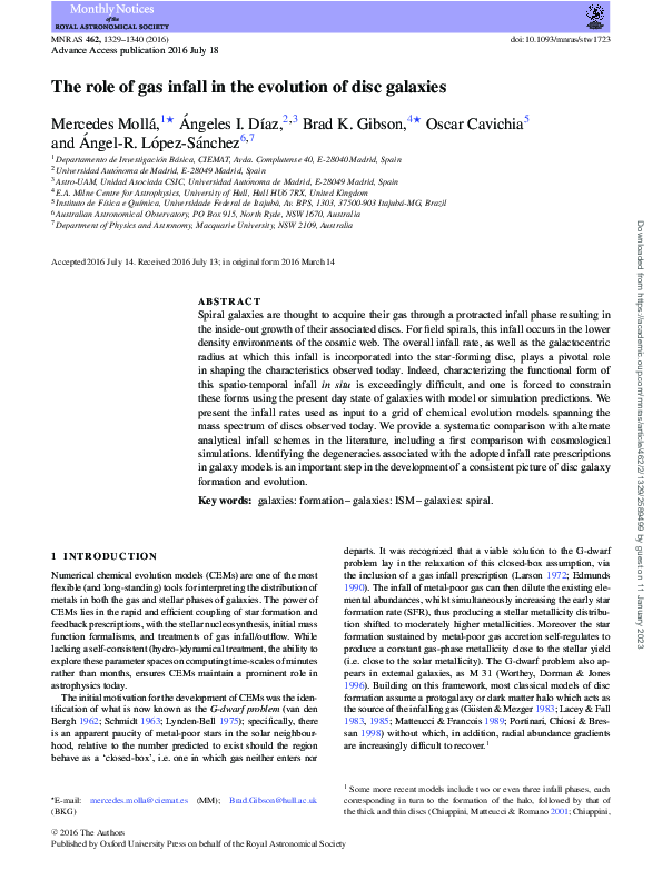 (PDF) The role of gas infall in the evolution of disc galaxies ...