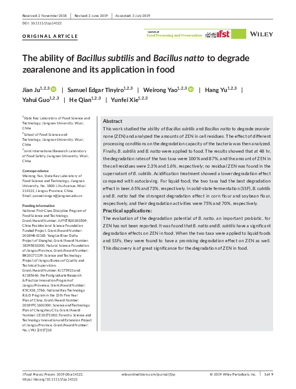 (PDF) The ability of Bacillus subtilis and Bacillus natto to degrade ...