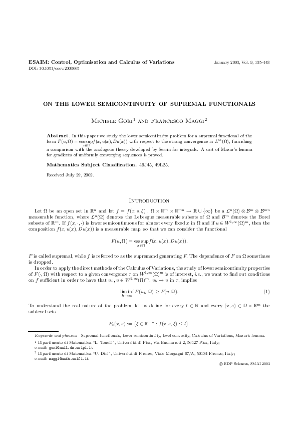 (PDF) Lower Semicontinuity of Supremal Functionals