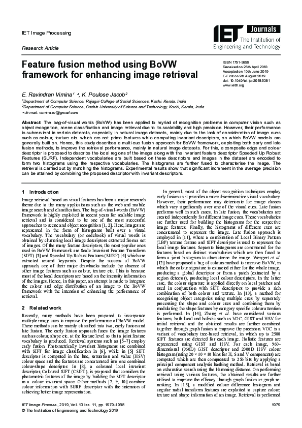 (PDF) Feature fusion method using BoVW framework for enhancing image retrieval