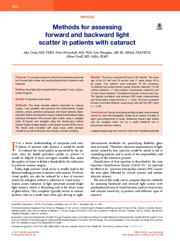 (PDF) Methods for assessing forward and backward light scatter in ...