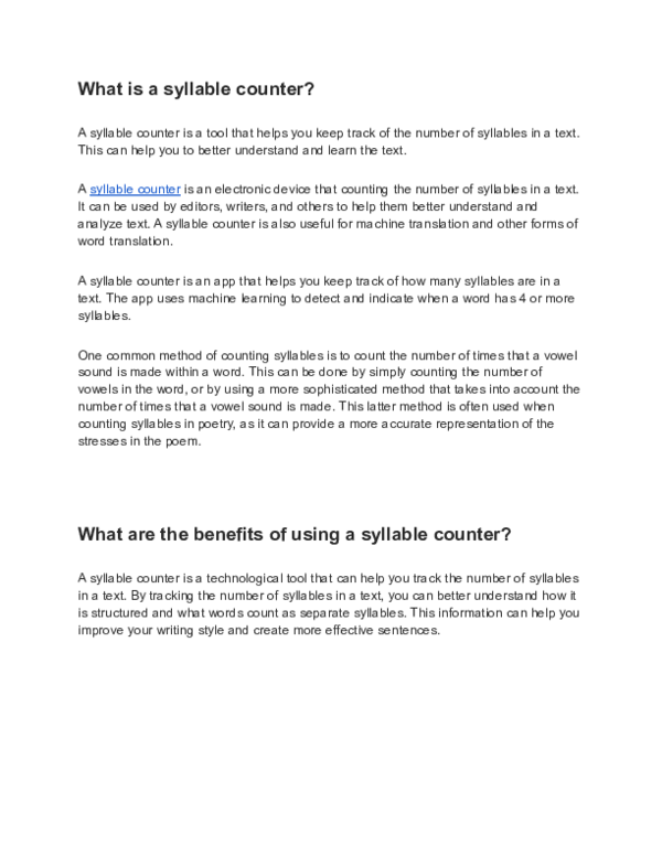 (PDF) What is a syllable counter
