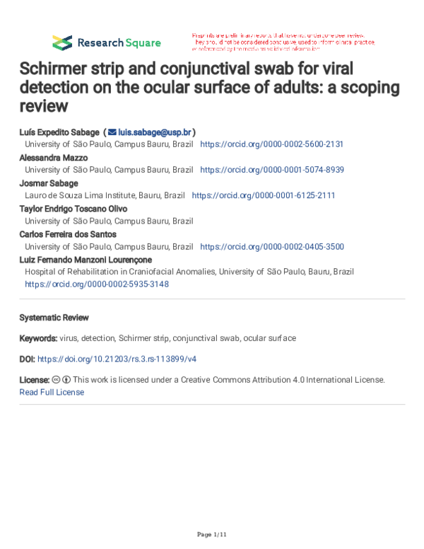 (PDF) Schirmer strip and conjunctival swab for viral detection on the ...