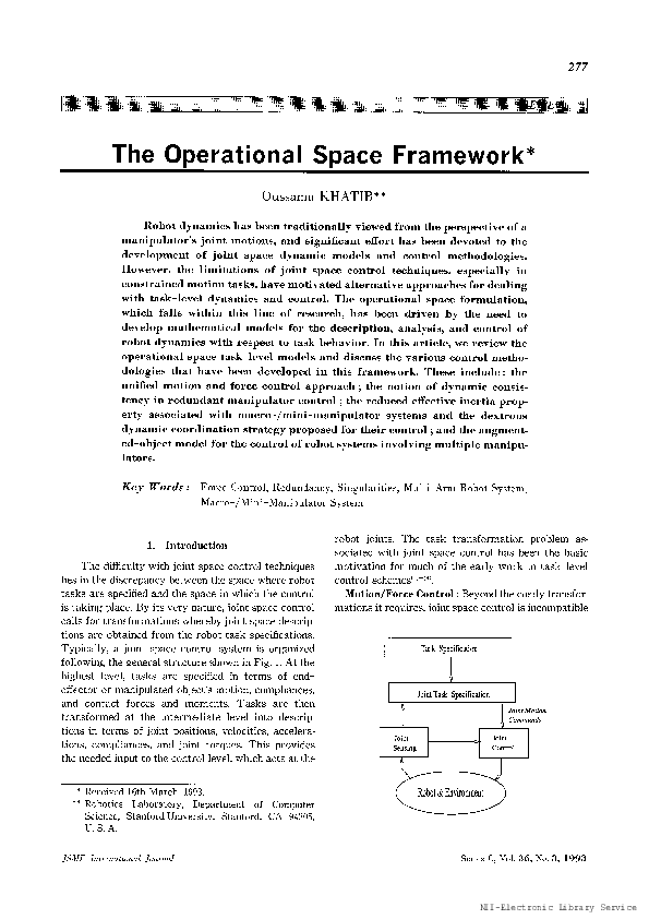 (PDF) The Operational Space Framework