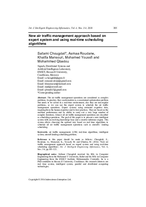 (PDF) New air traffic management approach based on expert system and using real-time scheduling ...